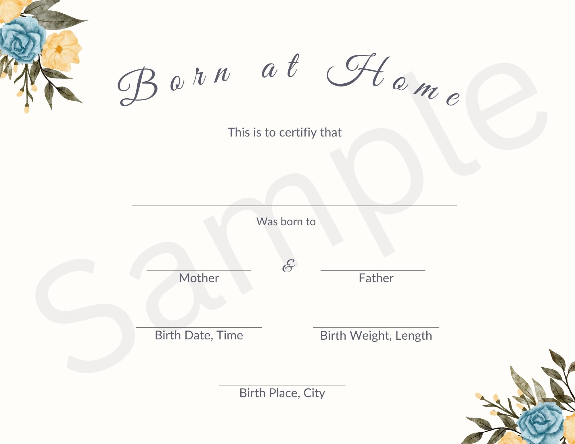 Born at Home Birth Certificate | Homebirth Certificate | Editable Canva ...