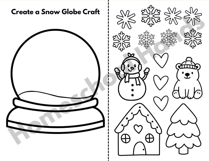 Snow Globe Craft Printable | Winter Cut & Paste Activity (digital ...