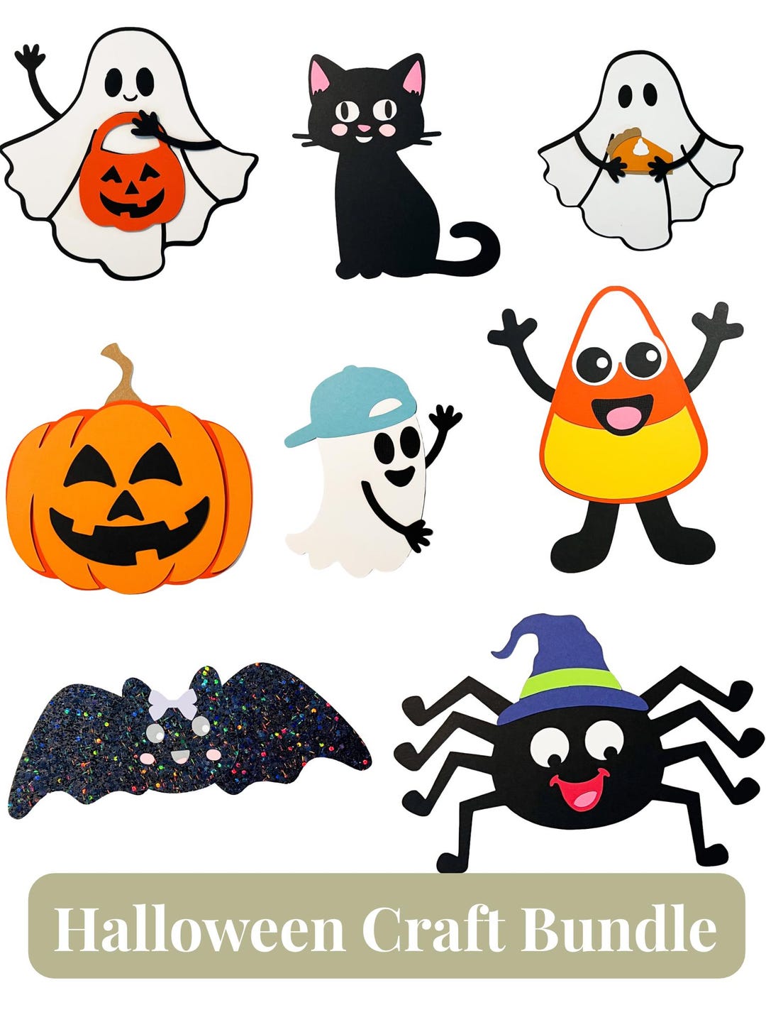 Halloween Craft Bundle: Cardstock Ghost, Pumpkin, Bat & More - Etsy UK