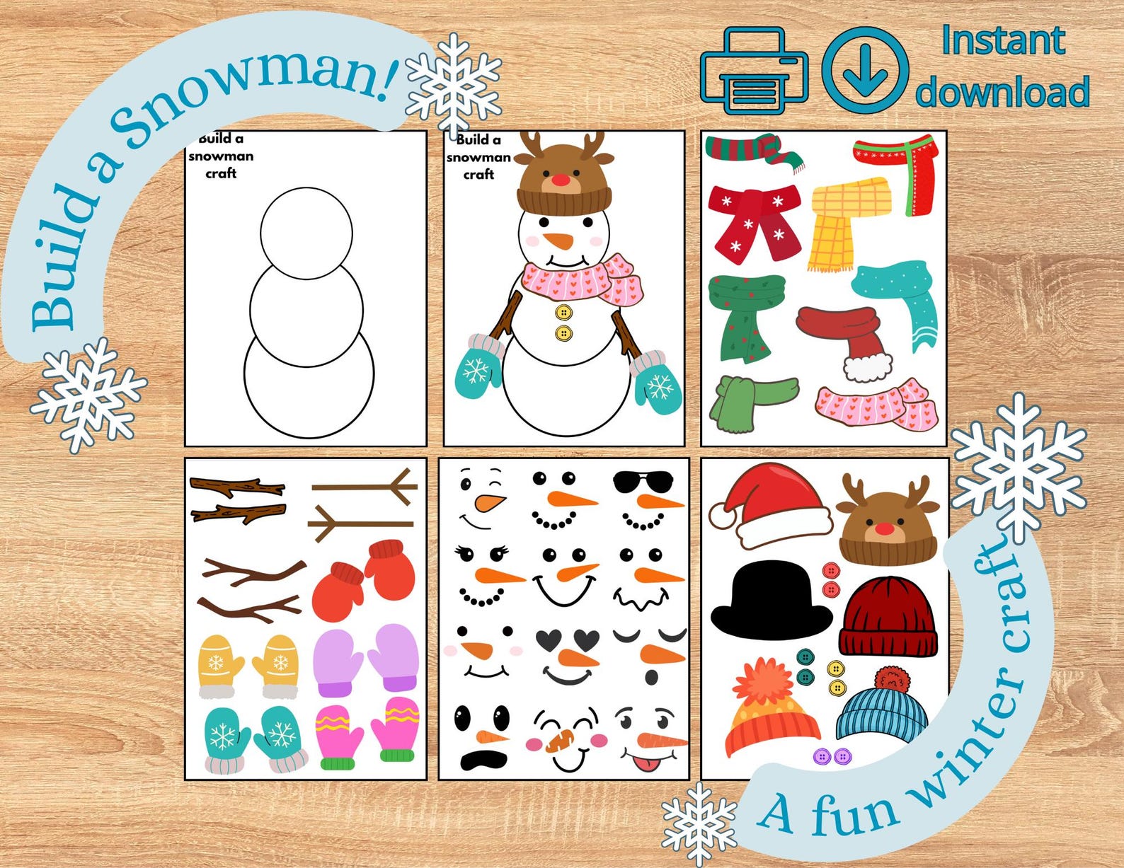 Build a Snowman Craft Printable | Winter Activity for Kids (digital ...