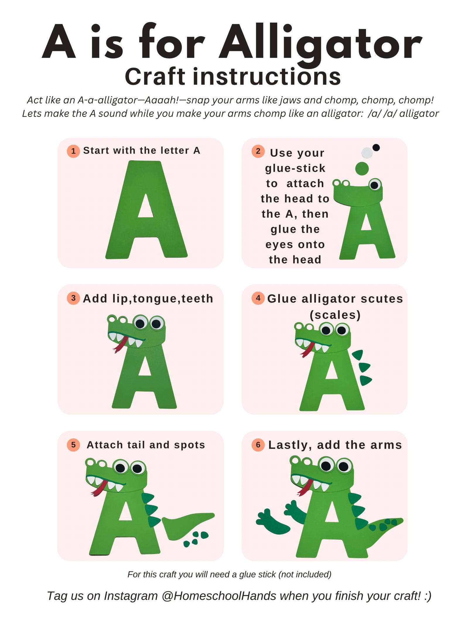 A is for Alligator Craft Kit – Alphabet Animal Letter Craft for ...