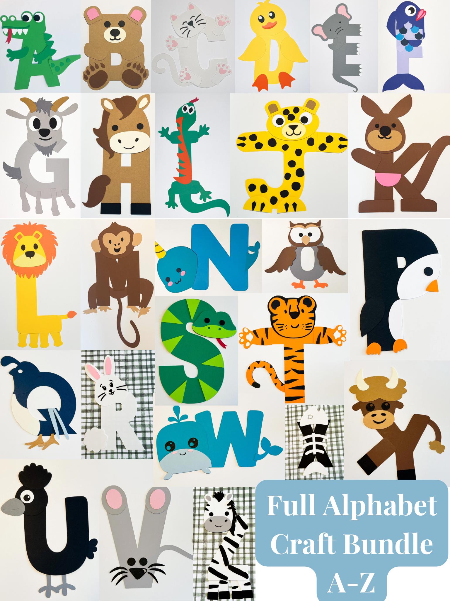 Animal Alphabet Craft Kit Full Bundle (A-Z): Cardstock Learning ...