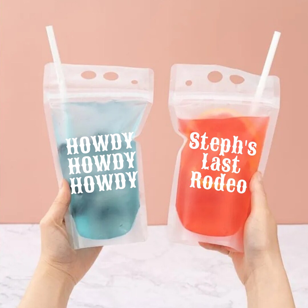 Western Drink Pouch With Straw, Bachelorette Party Drink Pouches ...