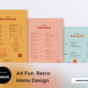 Editable Template Price List, Restaurant Food Menu, DIY Retro Business ...