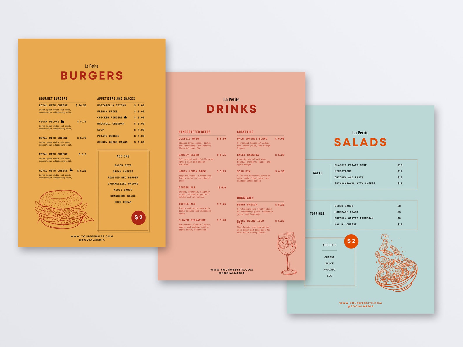 Editable Template Price List, Restaurant Food Menu, DIY Retro Business ...