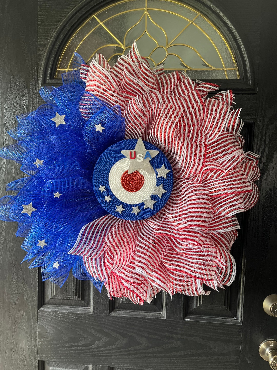 USA Flower Wreath, Patriotic Flower Wreath, Independence Day Wreath ...