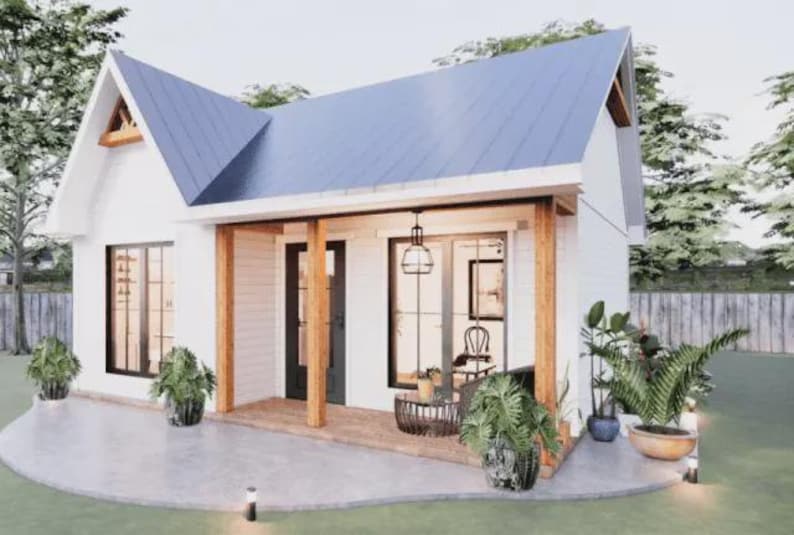 Modern Cottage House Plan: 1 Bed, 815 Sq Ft (PDF Floor Plan) - Etsy