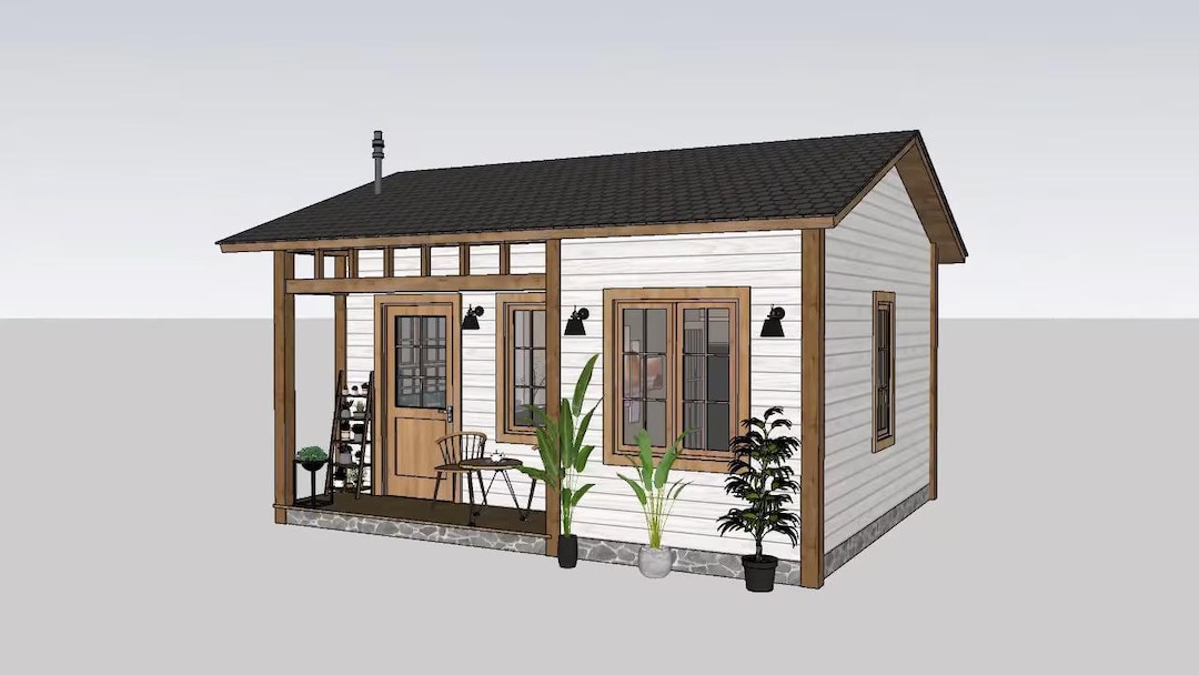 Modern Tiny House Plan: 1 Bedroom, 320 SQFT (PDF Floor Plan) - Etsy
