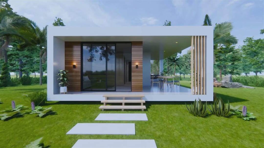 Modern Tiny House Plan: 1 Bedroom Home Design (PDF Floor Plan 4.5x7m ...