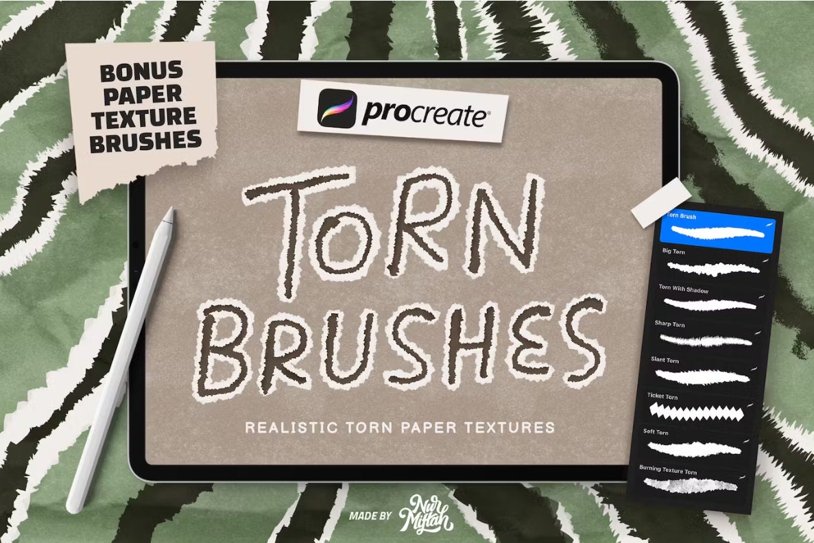 Procreate Torn Brushes Procreate Brushes, Digital Art, Procreate Font ...