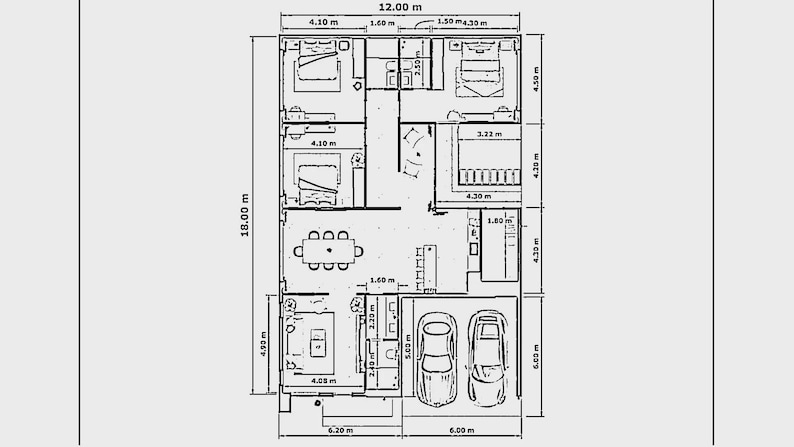 Modern 3 Bedroom House Plan With Garage: 216 Sqm (PDF Floor Plan) - Etsy