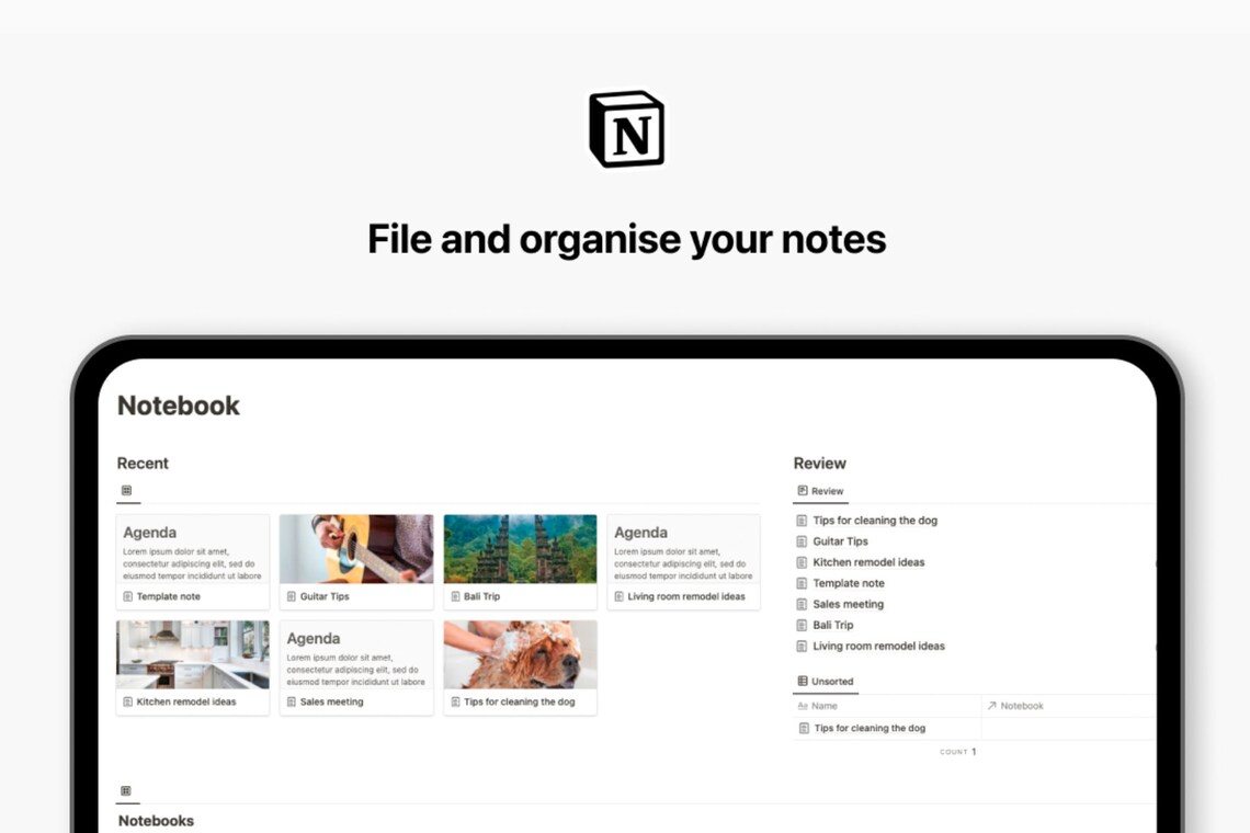 Notion Notebook Dashboard - Keep Your Notes Organised Notes Organizer ...
