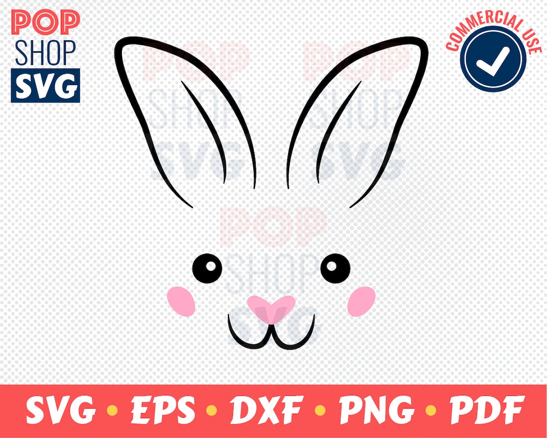 Cute Bunny Face SVG/ Cut File/ Rabbit Bunny Logo Template/ Digital ...