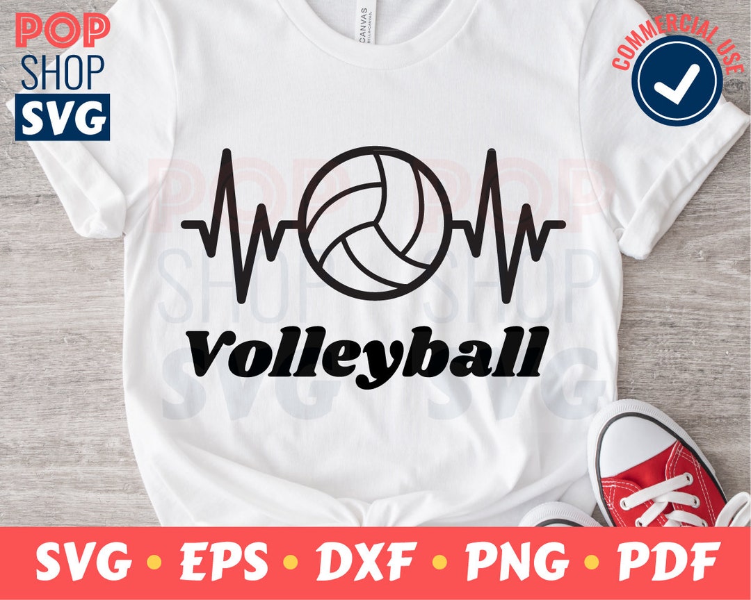 Volleyball Pulse Heartbeat SVG/ Cut File/ Sports Template / Digital ...