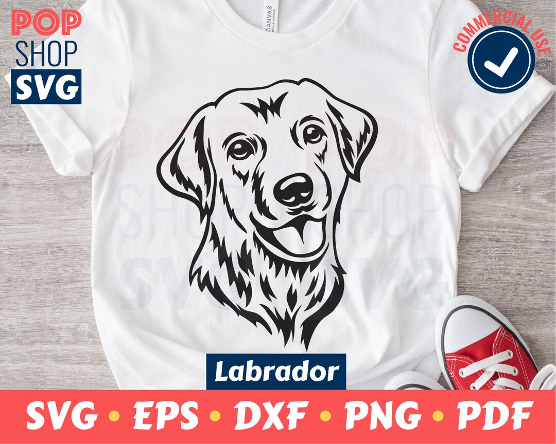 Labrador Head SVG/ Dog Breeds Cut File/ Portrait Illustration Template ...