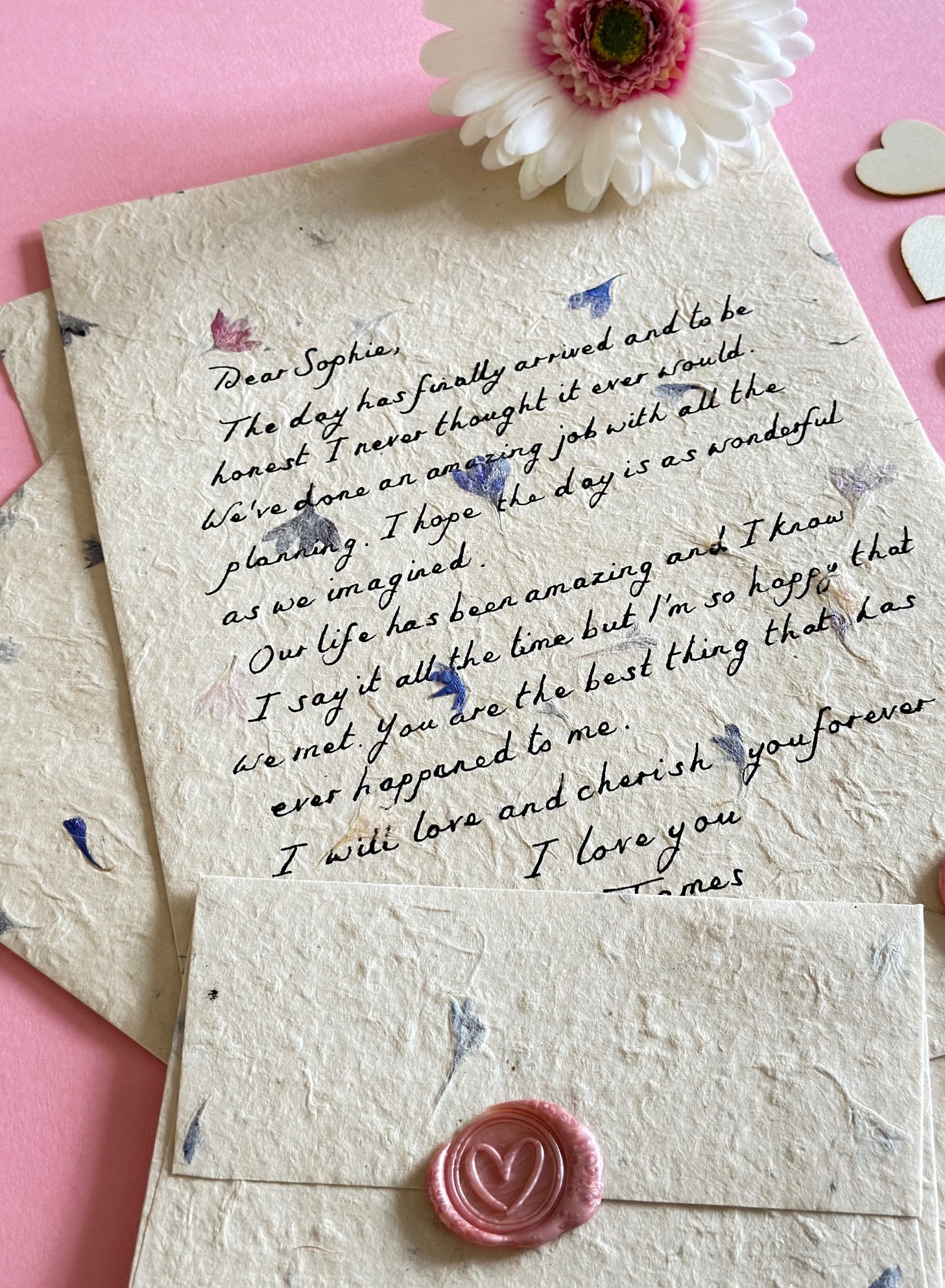 Handwritten Flower Letter With Wax Seal, Wedding Letter, Anniversary ...