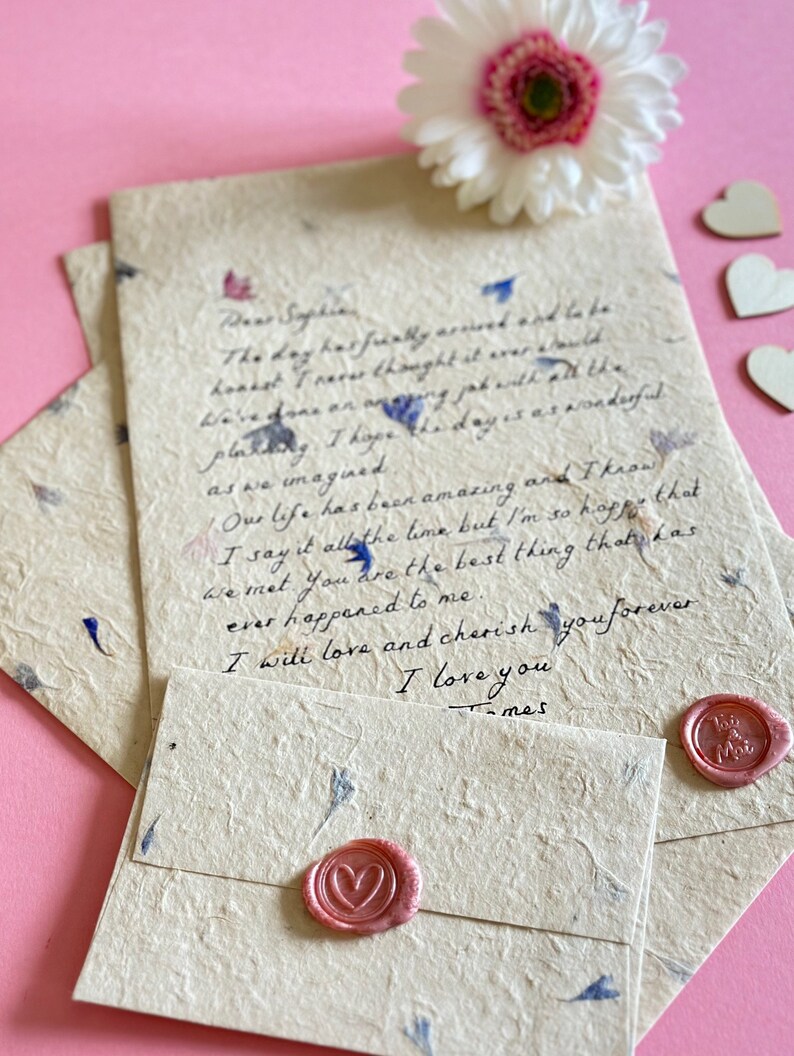 Handwritten Flower Letter With Wax Seal, Wedding Letter, Anniversary ...