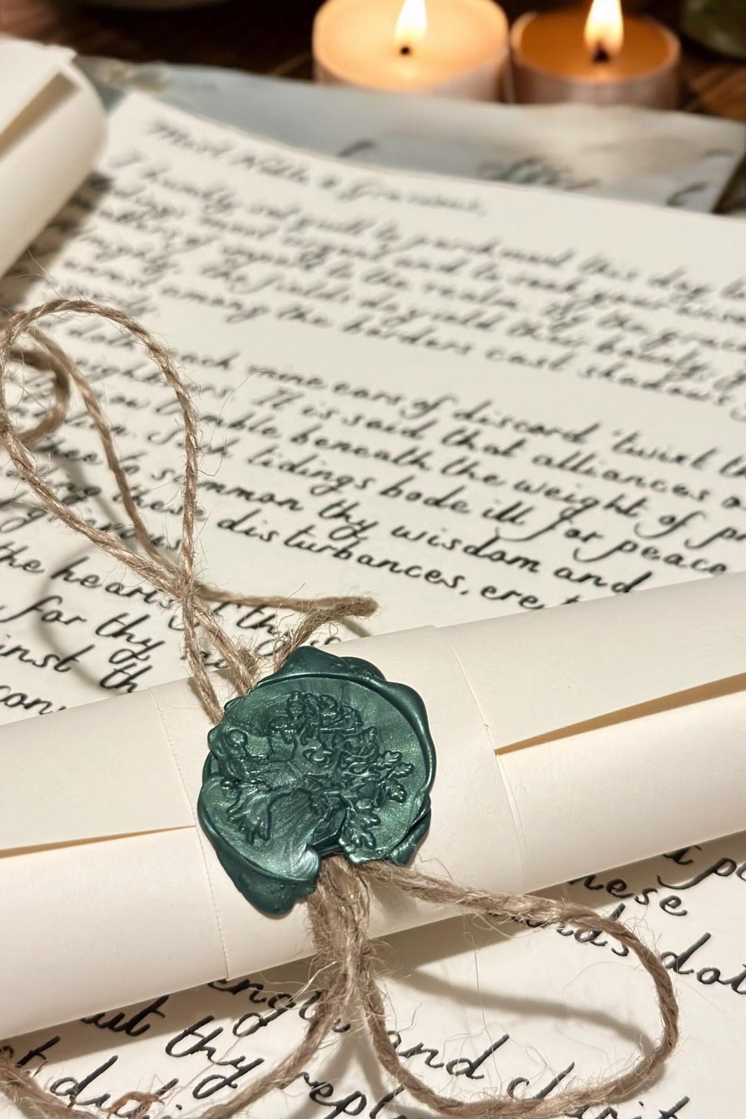 Handwritten Vintage Scroll: Personalized Love Letter With Green Wax ...