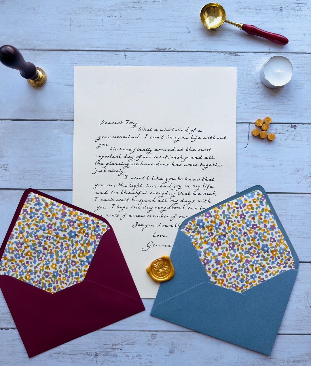 Handwritten Letters With Lined Envelope Pretty Flowers and - Etsy