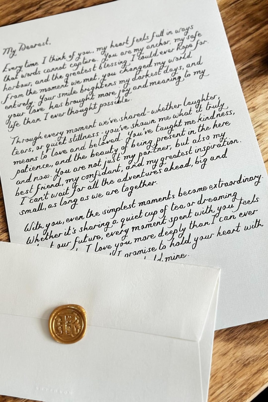 Personalised Handwritten Letter With Gold Wax Seal: Wedding Gift and ...