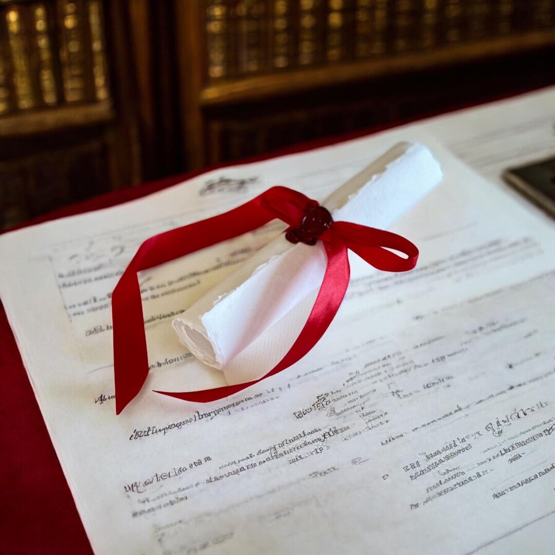 Handwritten Scroll With Red Ribbon and Wax Seal, Wedding Letter, Love ...