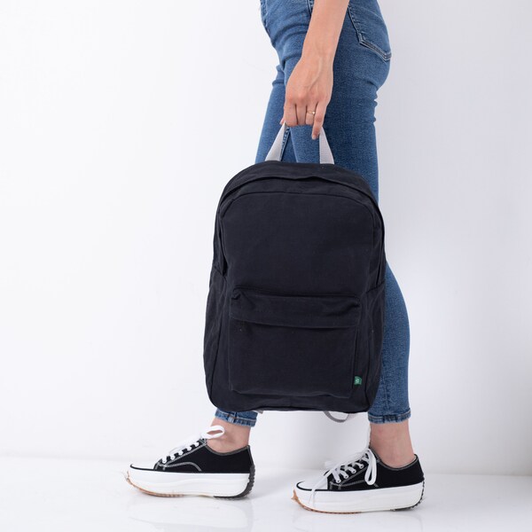 Black Canvas Backpack - Etsy