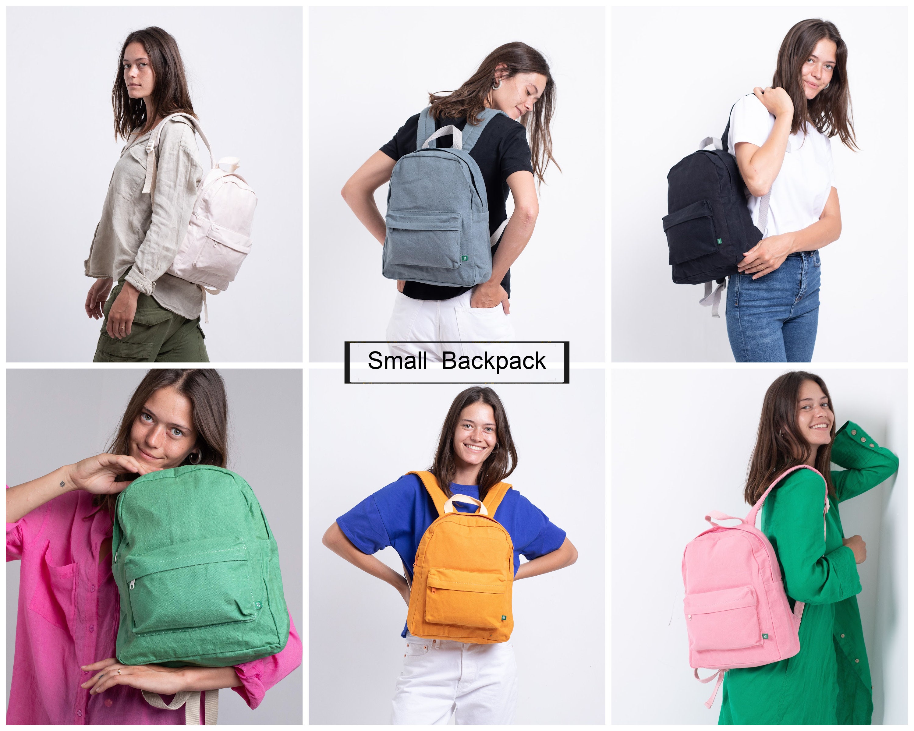 Orange Waxed Canvas Laptop Backpack for Women, Waterproof Simple Canvas ...