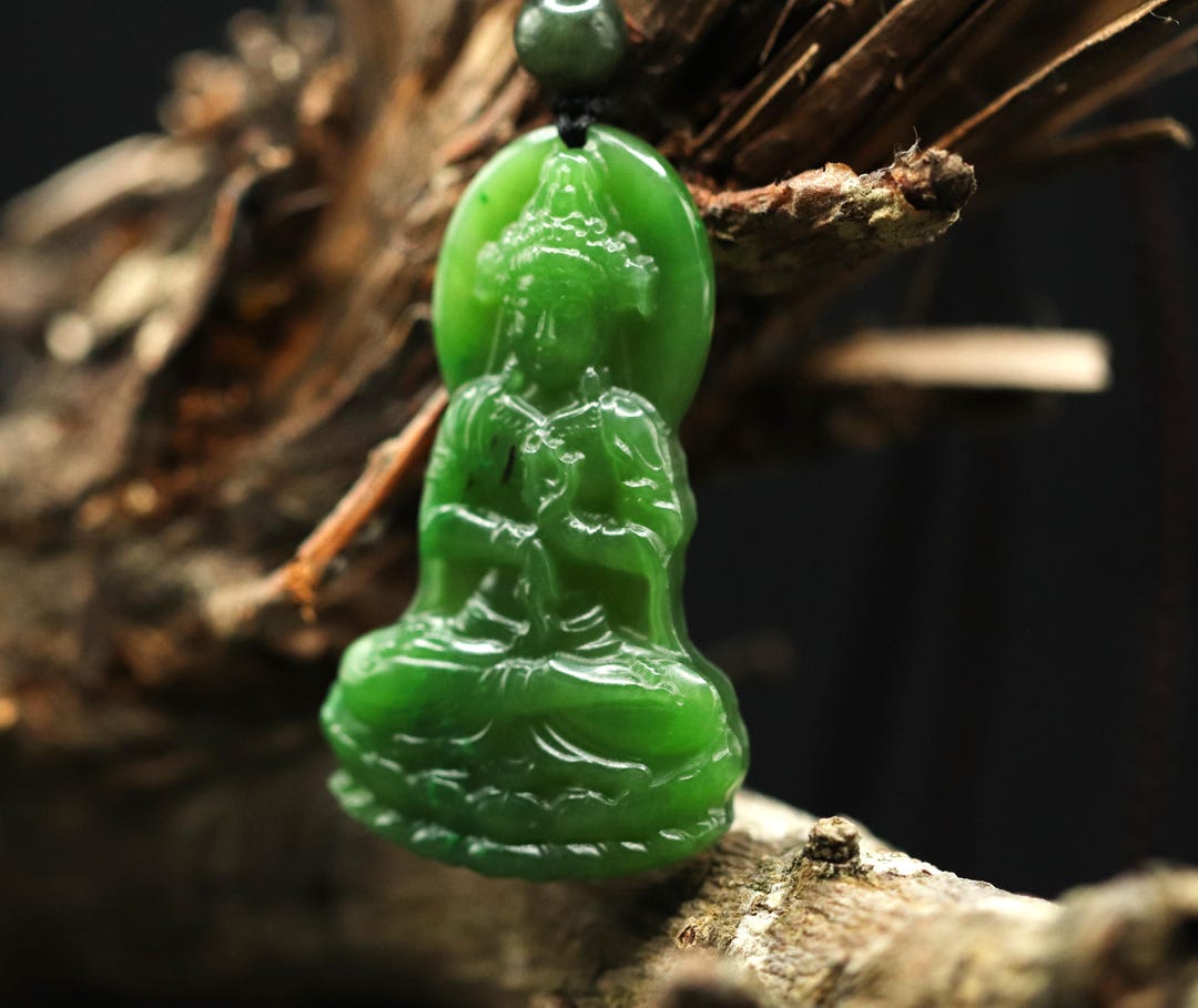 BC Canadian Jade Guanyin Pendant | Goddess of Mercy Amulet | Natural ...