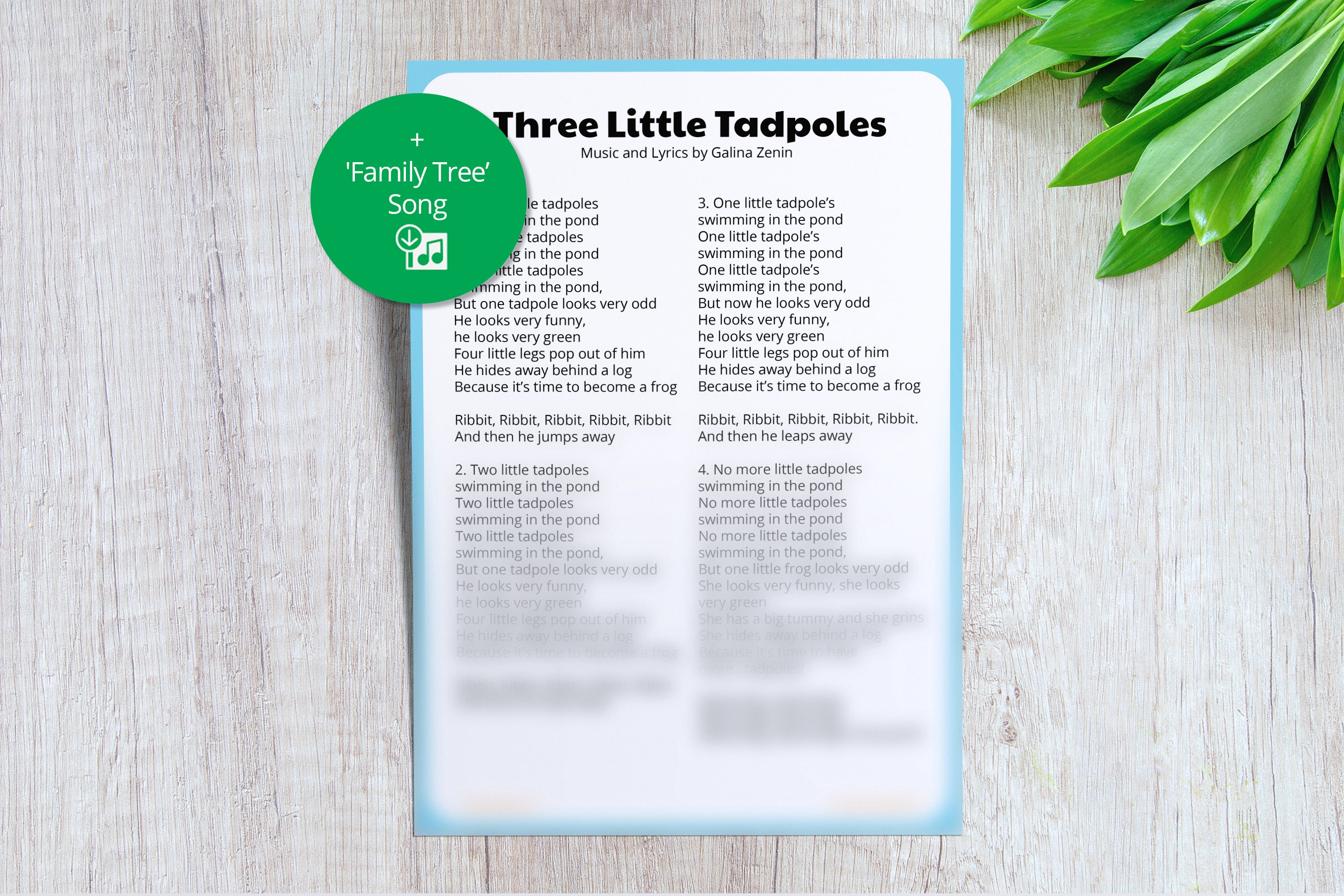 Frog Life Cycle Printable Resources Pack/ Three Little Tadpoles/ Music ...