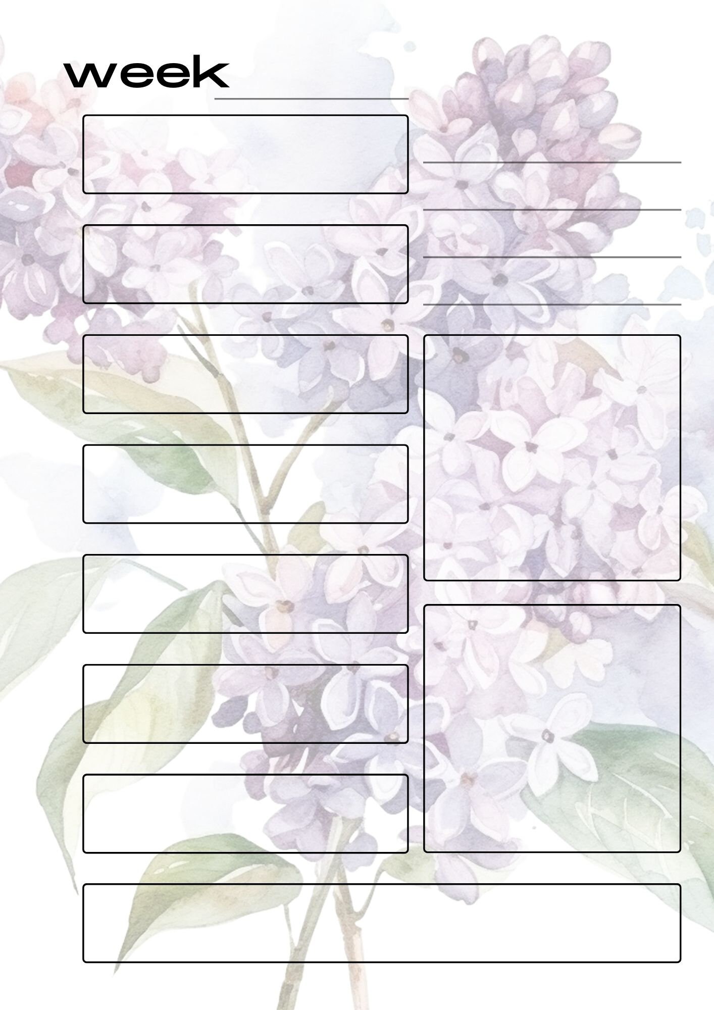 Dreamy Lilac Weekly Planner Printable Digital 4 PDF File 1 Page in 4 ...