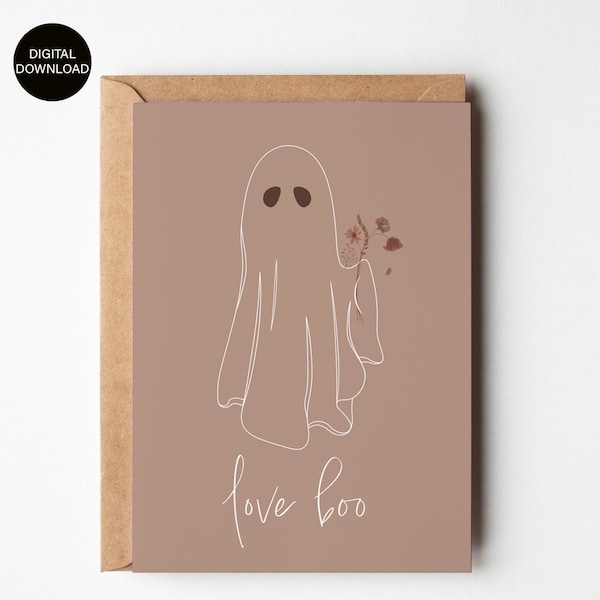 Printable Love Boo Ghost Card, Halloween Greeting Card, Ghost With ...