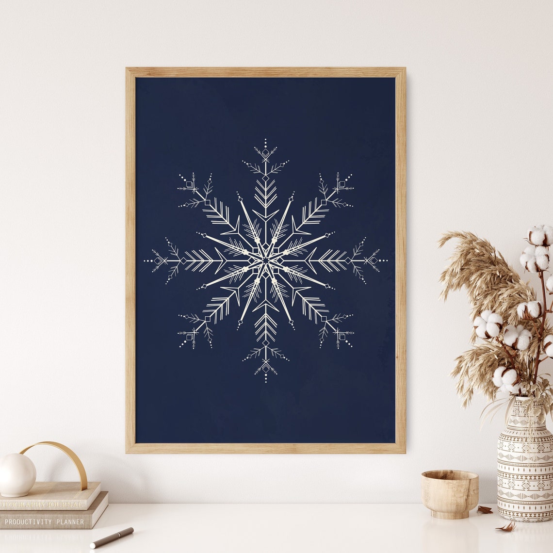 Blue Snowflake Print Winter Printable Wall Art Christmas - Etsy