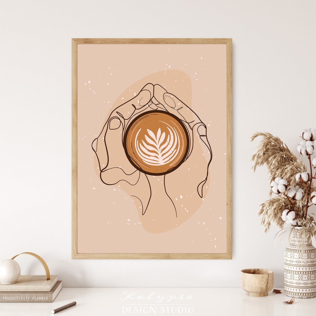 Latte Line Art Print, Printable Wall Art, Café Latte Poster, Coffee ...