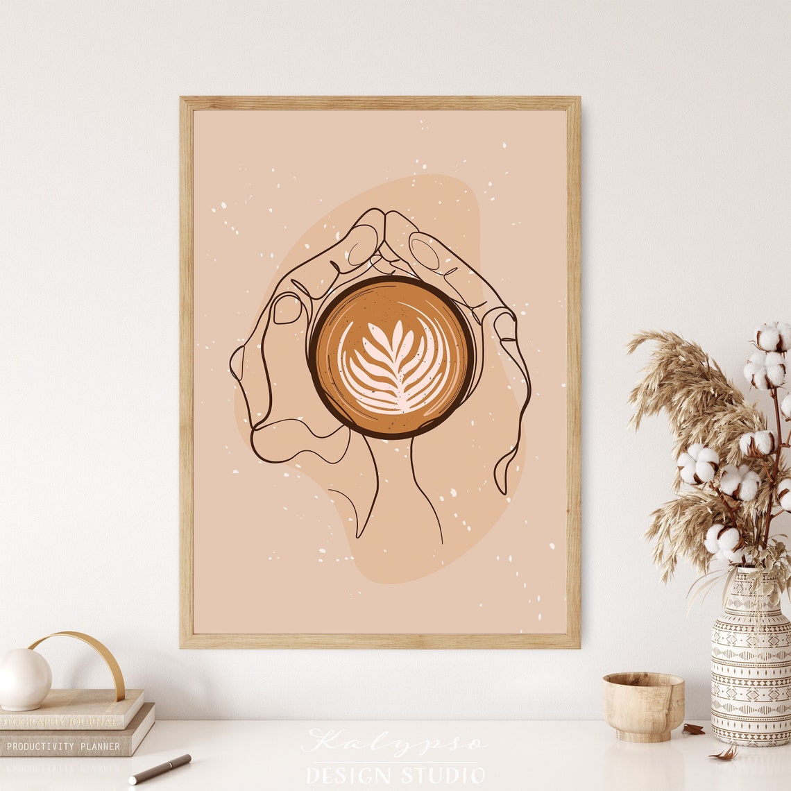 Latte Line Art Print, Printable Wall Art, Café Latte Poster, Coffee ...