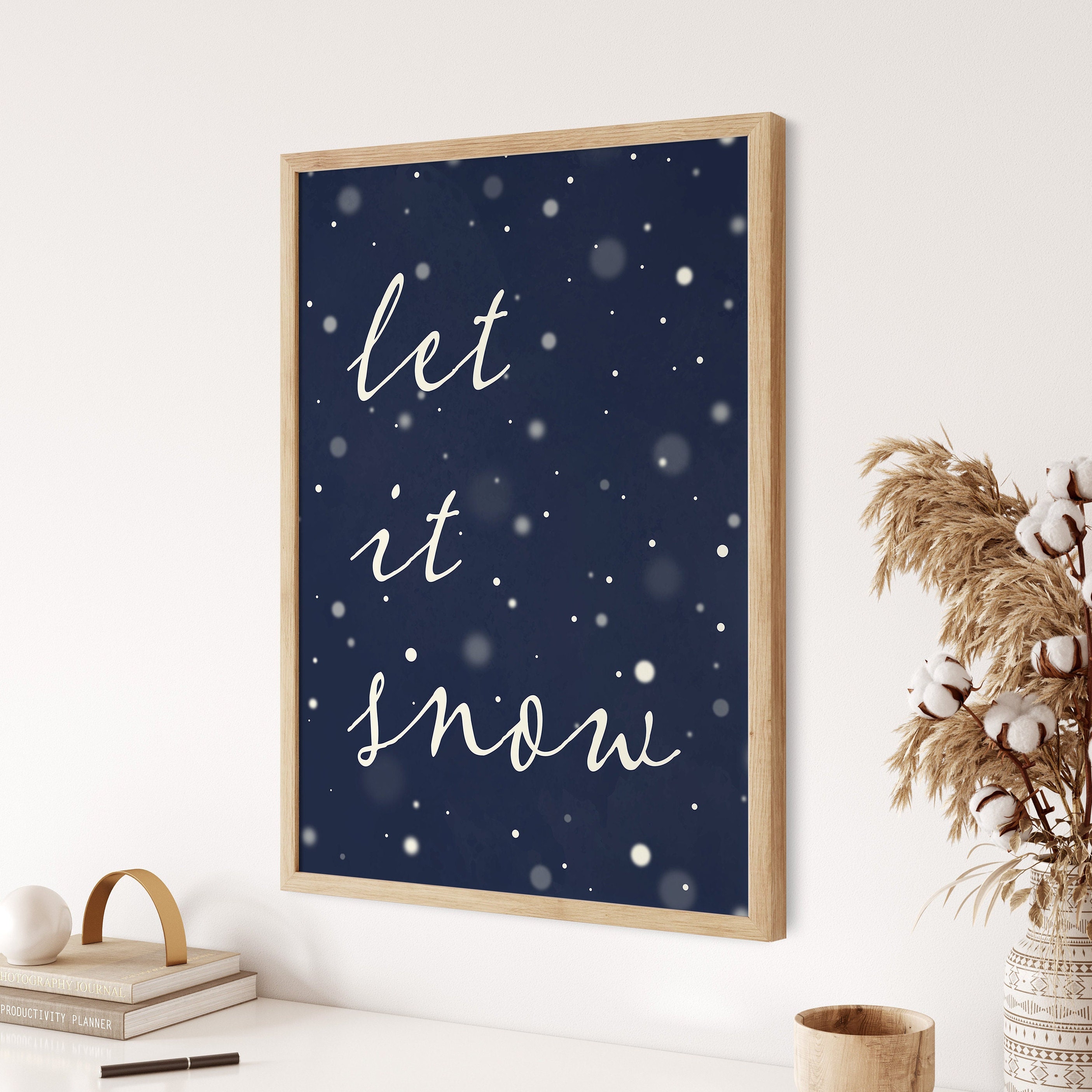 Let It Snow Print, Printable Wall Art, Holiday Décor, Falling Snow ...