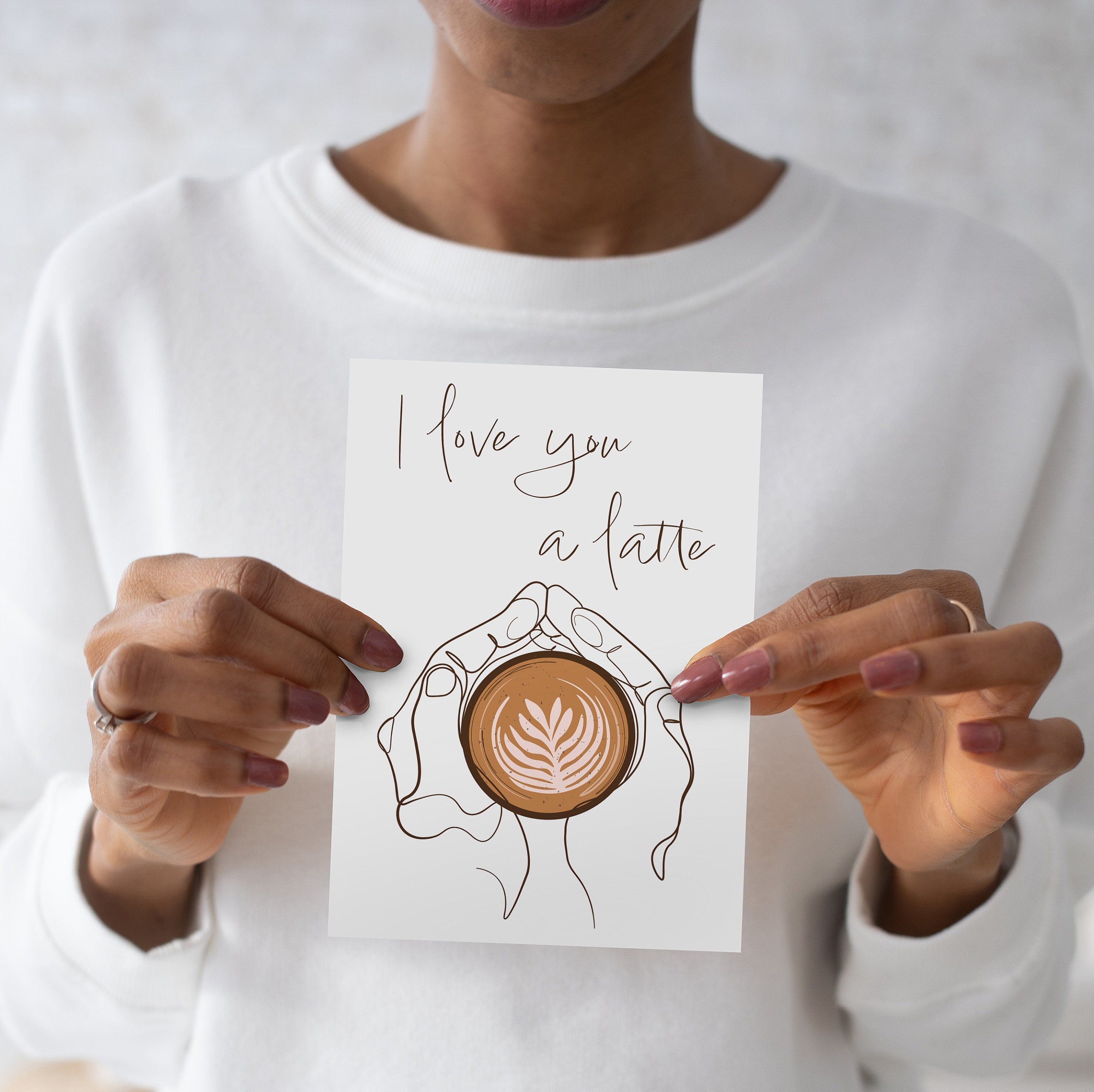 I Love You A Latte Printable Card, Coffee Greeting Card, Just Because ...