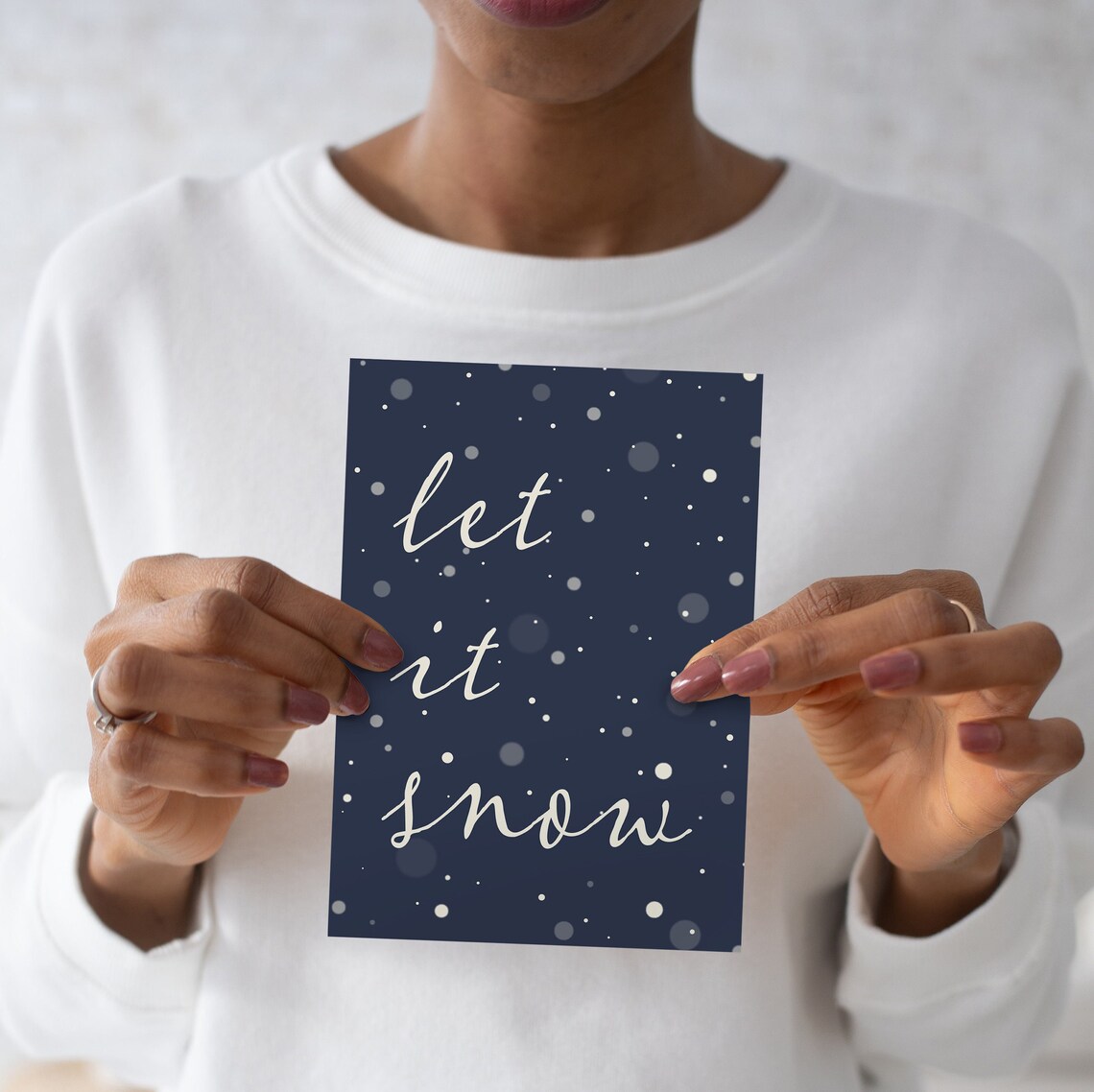 Let It Snow Card Printable Holiday Card Navy Blue Christmas - Etsy