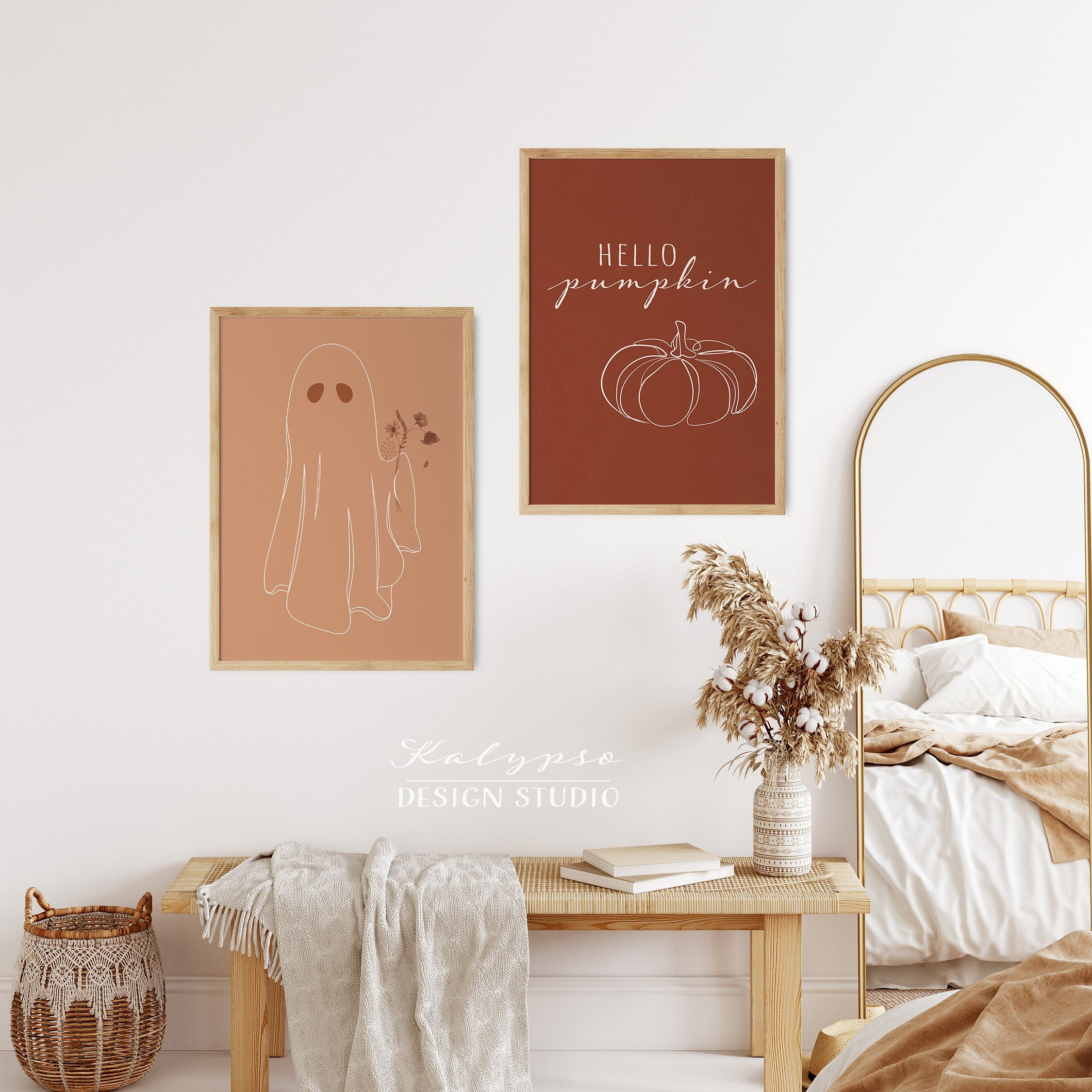 Hello Pumpkin Sign, Printable Wall Art, Minimalist Line Art, Fall Decor ...