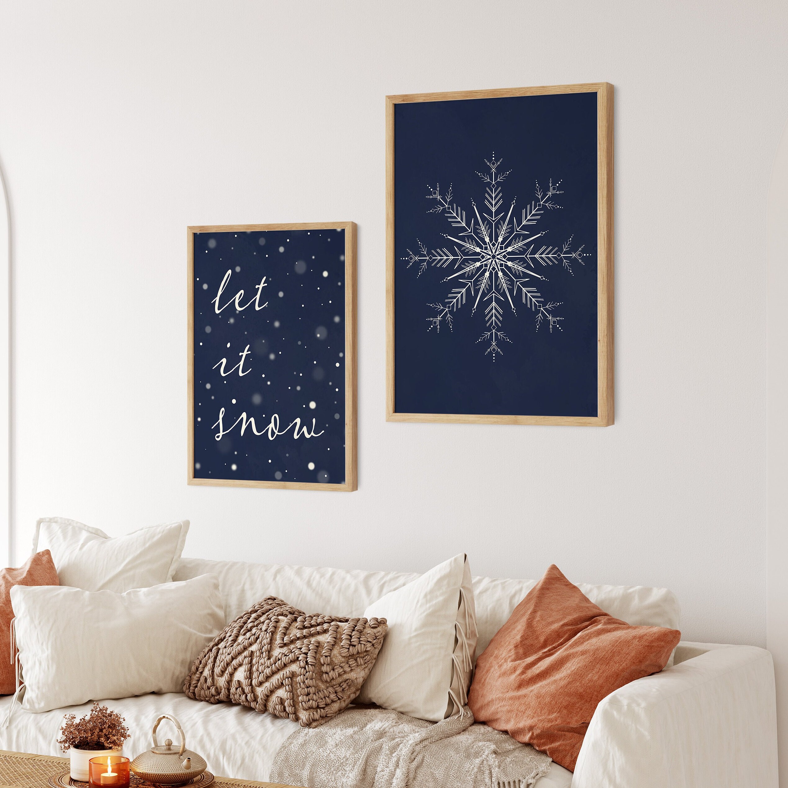 Blue Snowflake Print Winter Printable Wall Art Christmas - Etsy