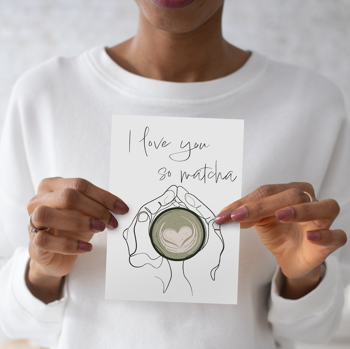 I Love You so Matcha Printable Card, Matcha Latte Greeting Card, Just ...