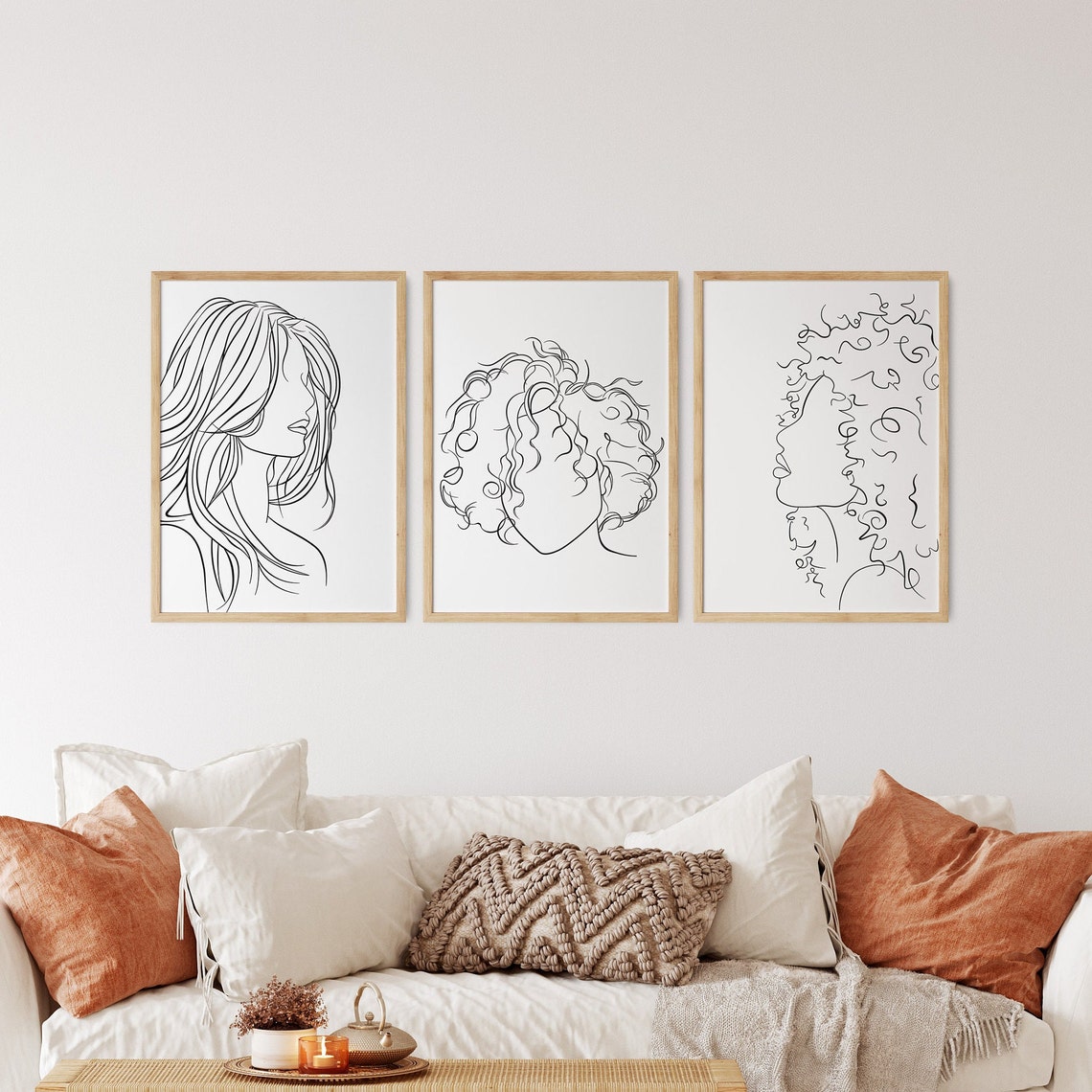 Curly Hair Line Art Print Printable Wall Art Woman Hair - Etsy