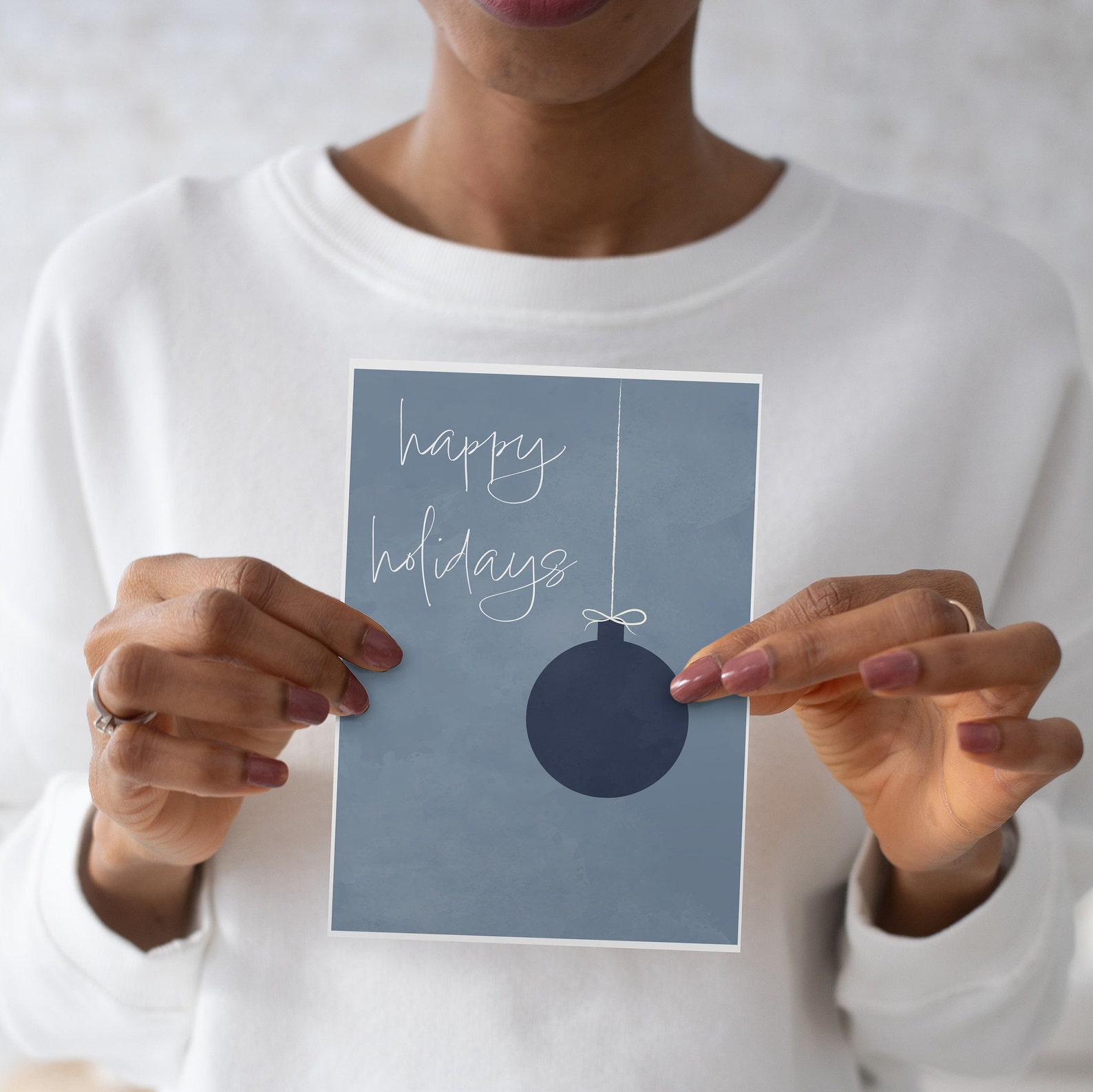 Printable Happy Holidays Card, Holiday Ornament, Blue Christmas ...