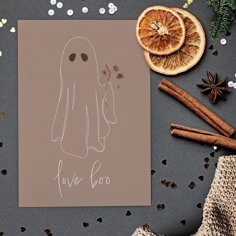 Printable Love Boo Ghost Card, Halloween Greeting Card, Ghost With ...