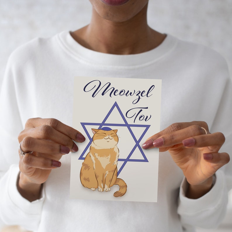 Meowzel Tov Printable Card, Cat in Kippah, Congratulations, Funny ...