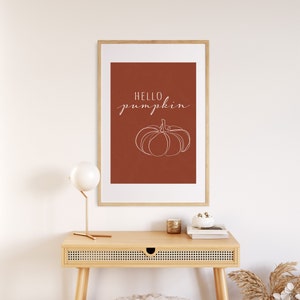 Hello Pumpkin Sign, Printable Wall Art, Minimalist Line Art, Fall Decor ...