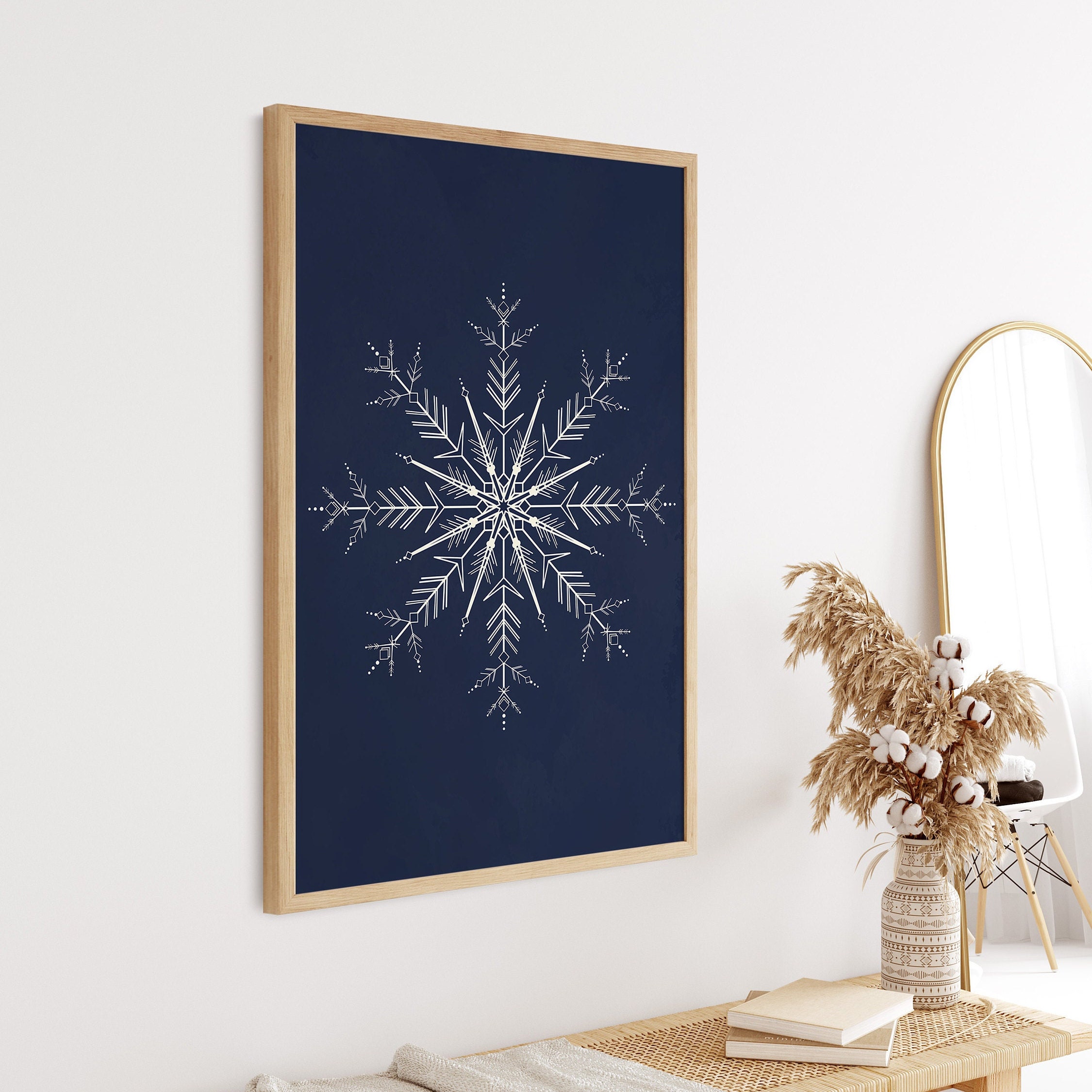 Blue Snowflake Print Winter Printable Wall Art Christmas - Etsy