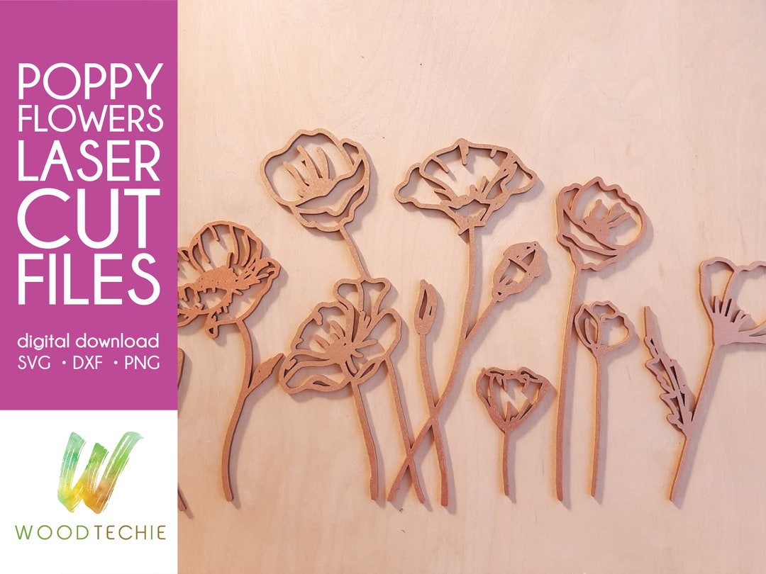 Poppy Flowers - Digital Download - Laser Cutting Template - Instant ...
