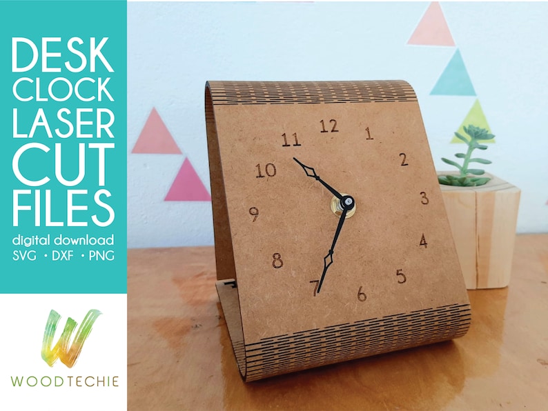 Wooden Desk Clock Design File Laser Cut Files - Etsy