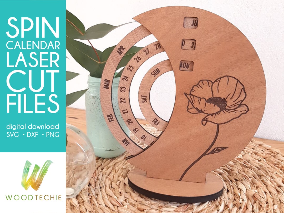 Desk Spin Calendar - Digital Download - Laser Cutting Template ...