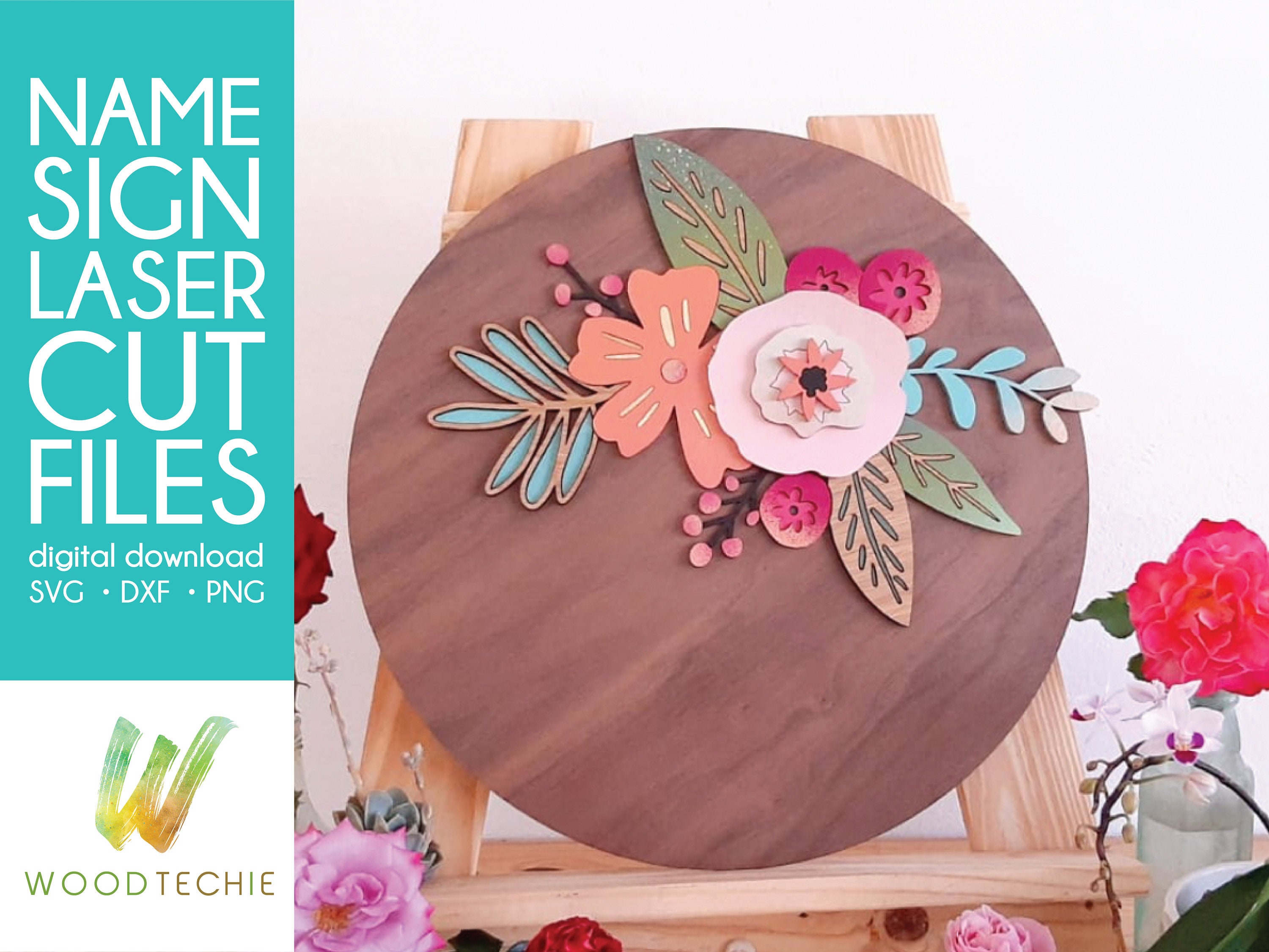 Boho Flower Name Sign Laser Cut File Digital Download - Etsy